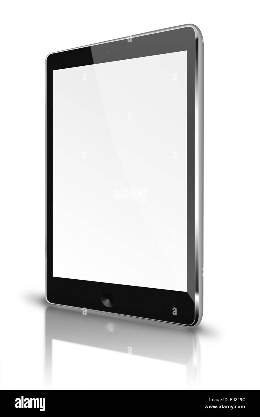 Realistic tablet computer with blank screen and reflection isolated on ...