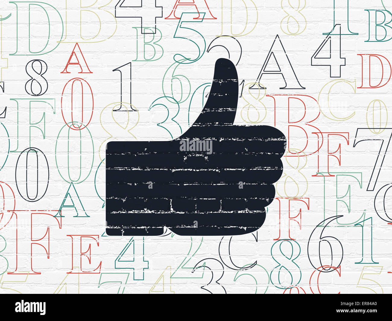 Social media concept: Thumb Up on wall background Stock Photo - Alamy