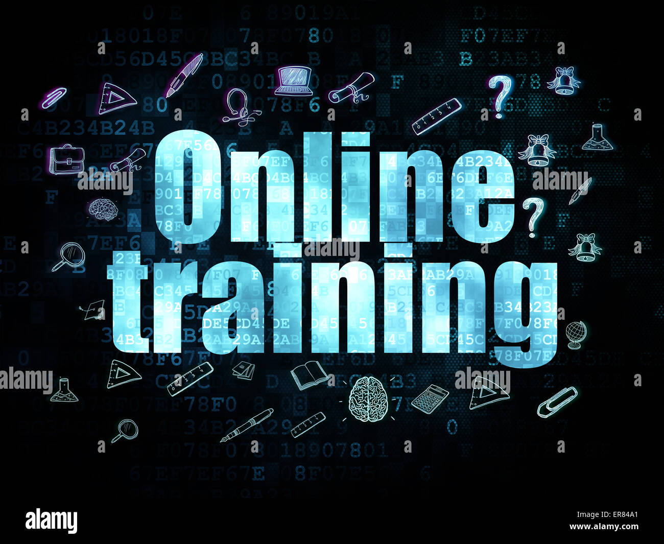 Studying concept: Online Training on Digital background Stock Photo - Alamy