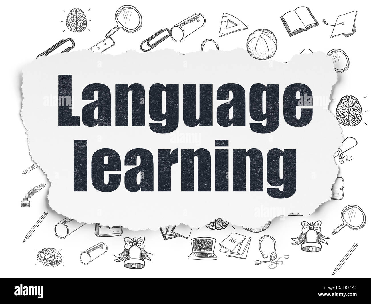 Learning concept: Language Learning on Torn Paper background Stock ...