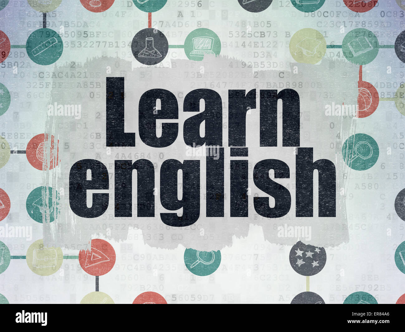 Learning concept: Learn English on Digital Paper background Stock Photo ...