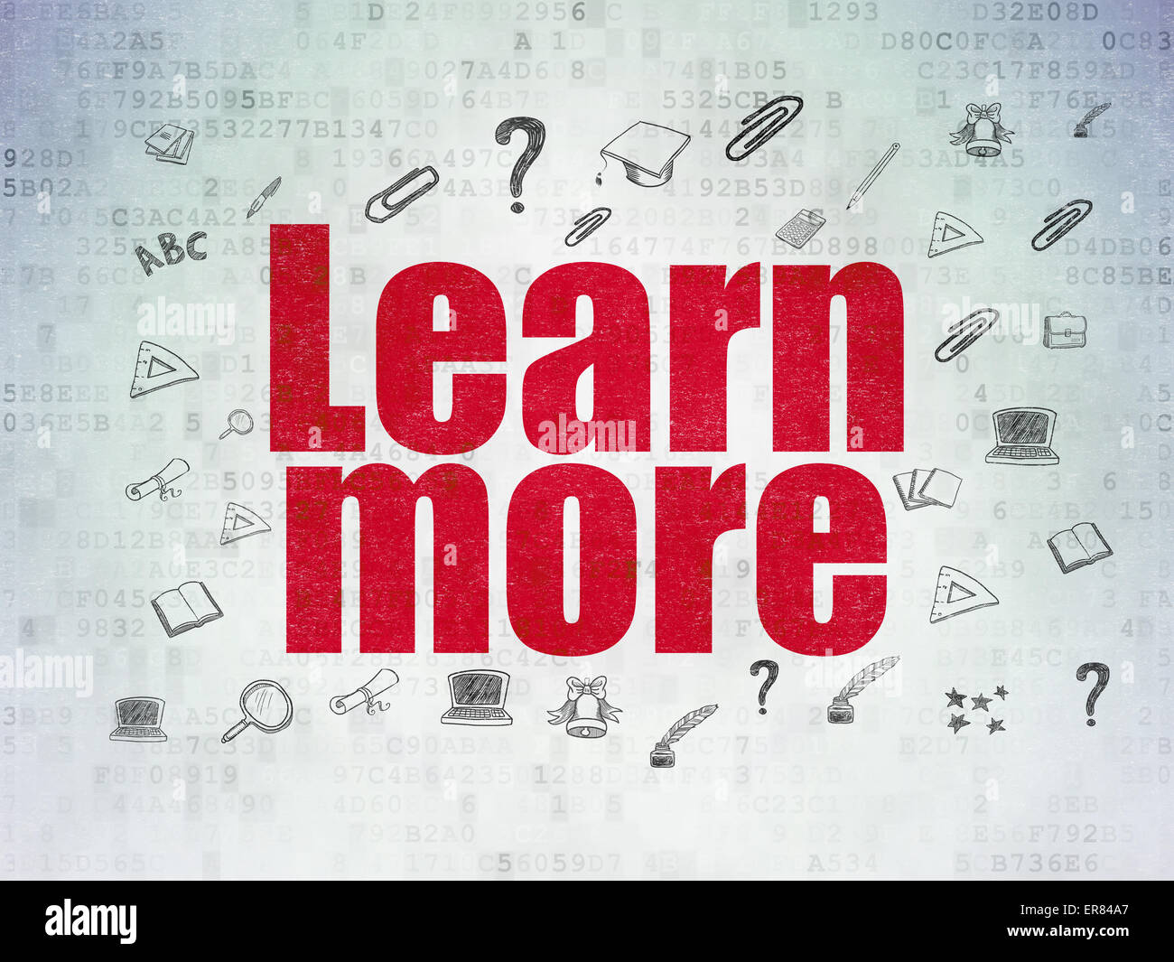 Learning concept: Learn More on Digital Paper background Stock Photo ...