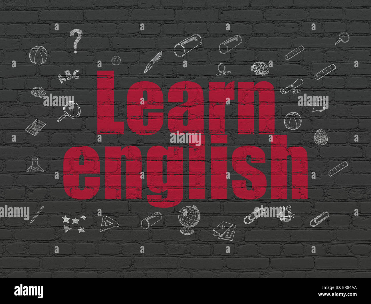 Education concept: Learn English on wall background Stock Photo - Alamy