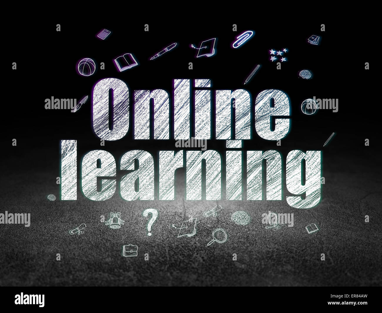 Learning concept: Online Learning in grunge dark room Stock Photo - Alamy