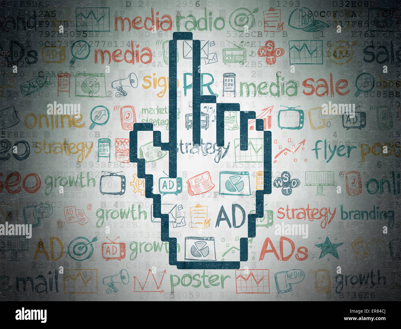 Advertising concept: Mouse Cursor on Digital Paper background Stock ...