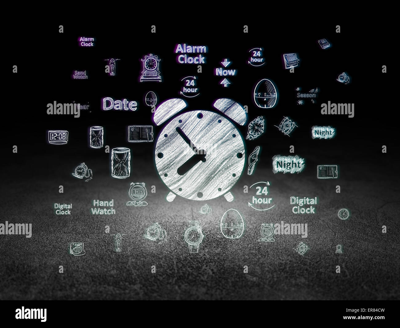 Time concept: Alarm Clock in grunge dark room Stock Photo - Alamy