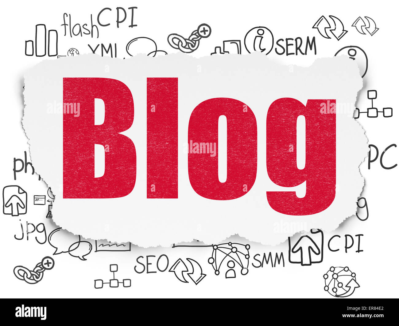 Web design concept: Blog on Torn Paper background Stock Photo - Alamy