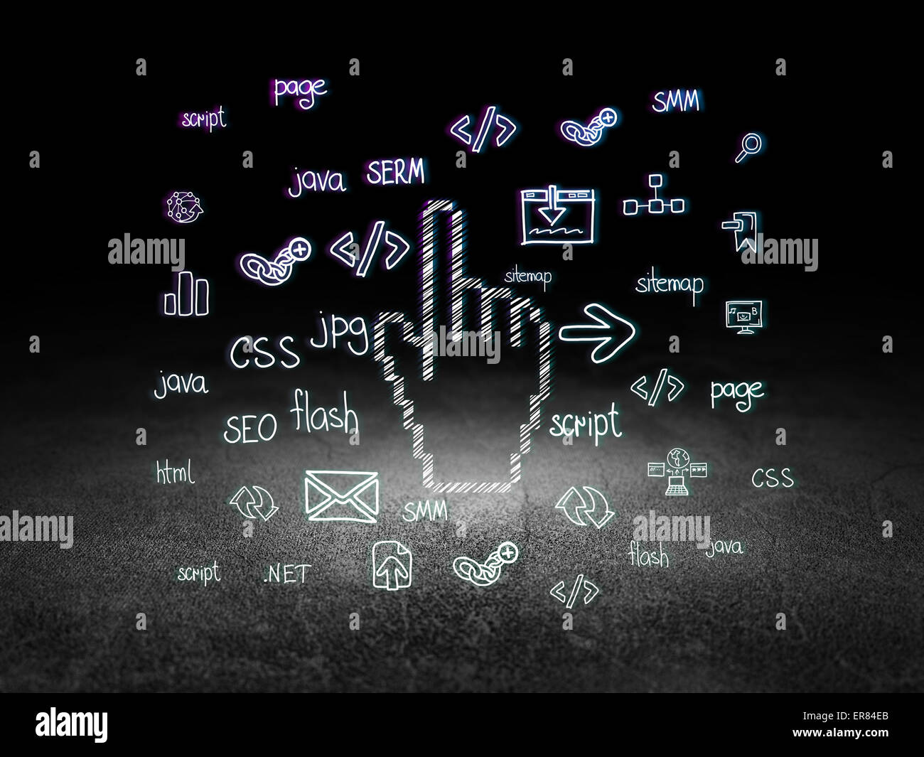 Web design concept: Mouse Cursor in grunge dark room Stock Photo - Alamy