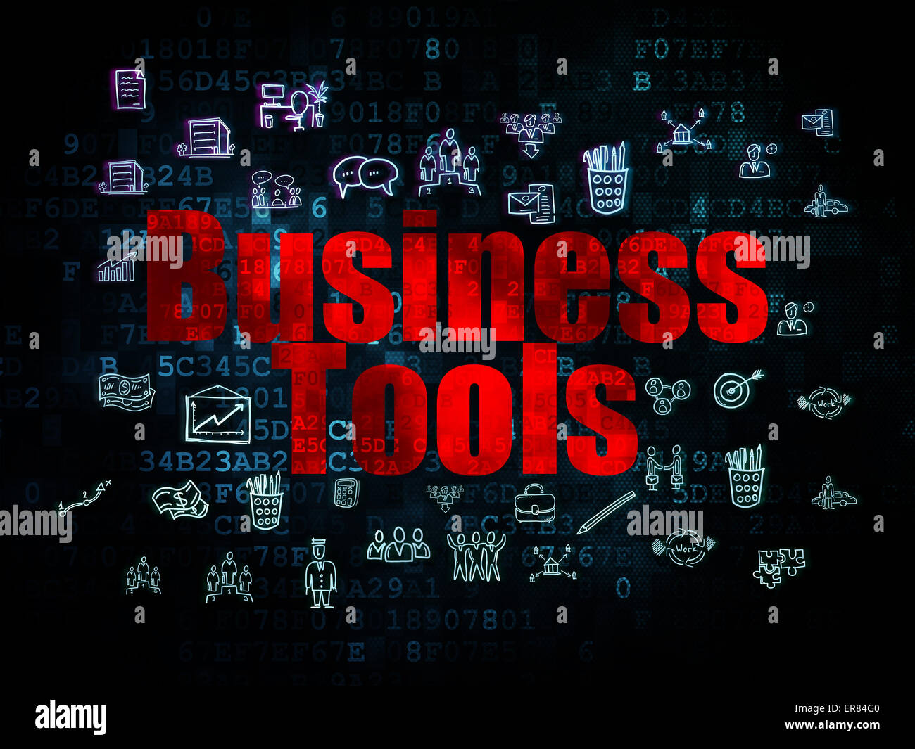 Finance concept: Business Tools on Digital background Stock Photo - Alamy