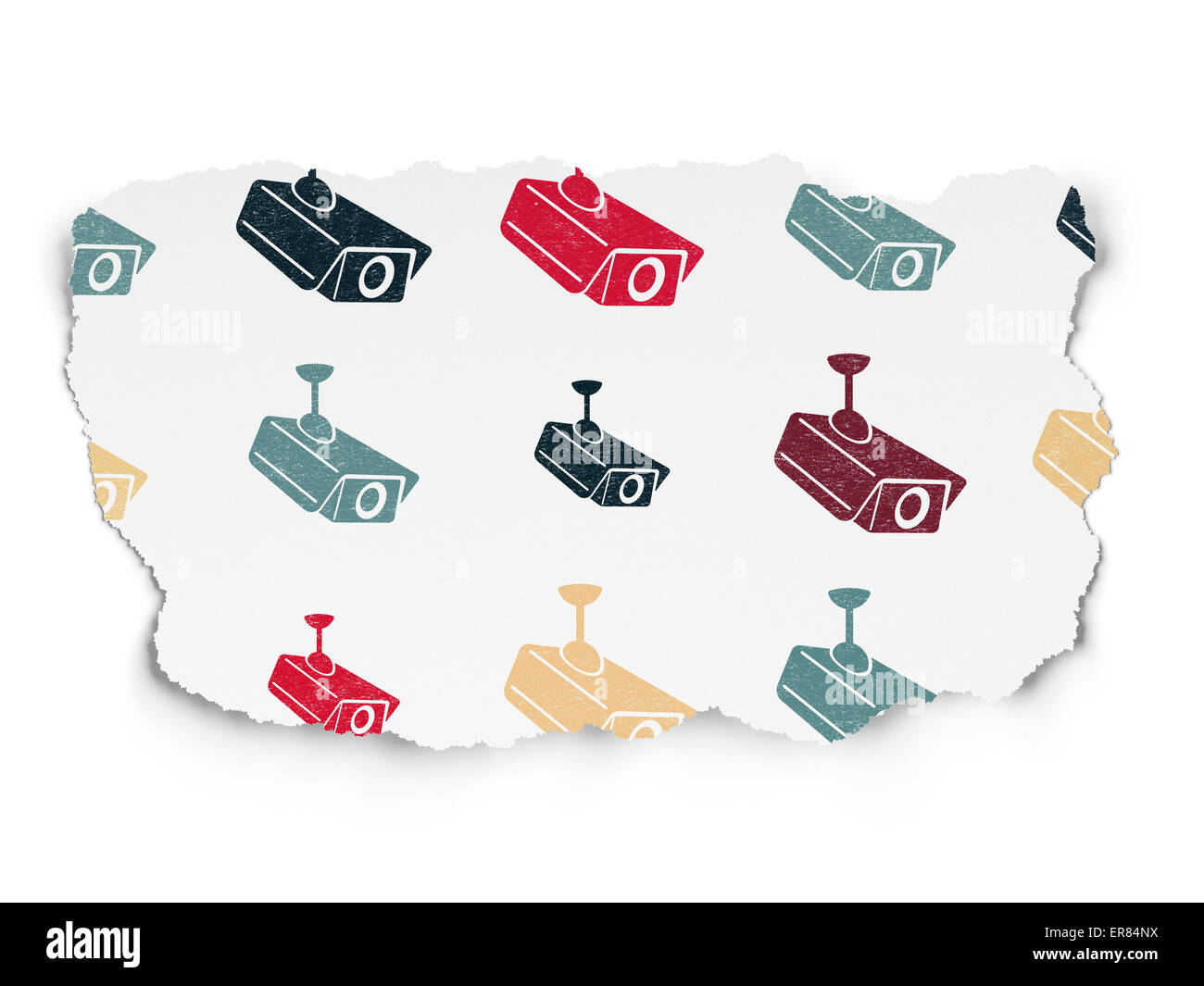 Security concept: Cctv Camera icons on Torn Paper background Stock ...
