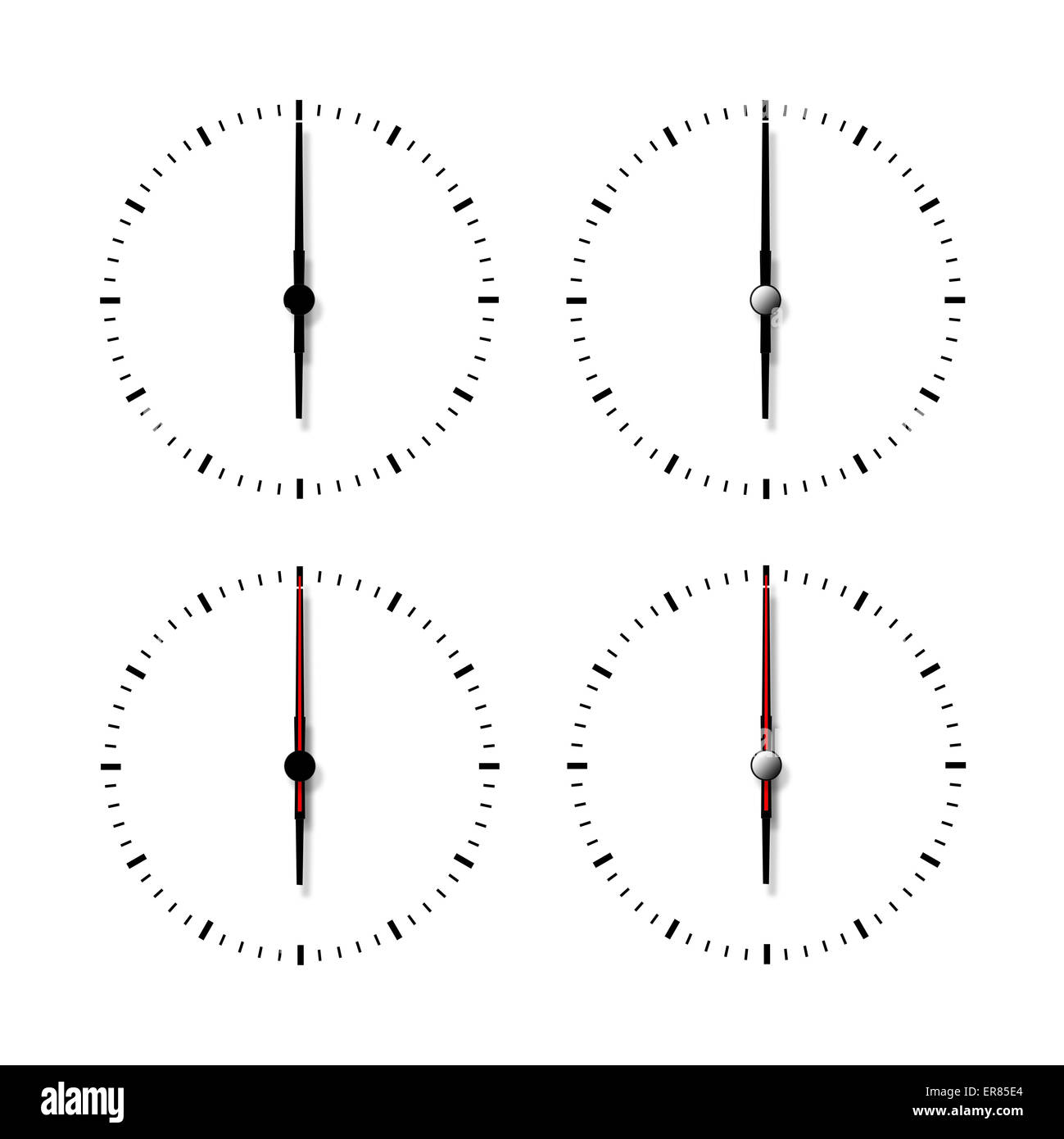 Set of clocks without numbers isolated on white background Stock Photo ...