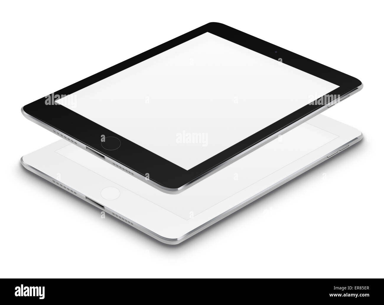 Realistic tablet computers with blank screens isolated on white ...