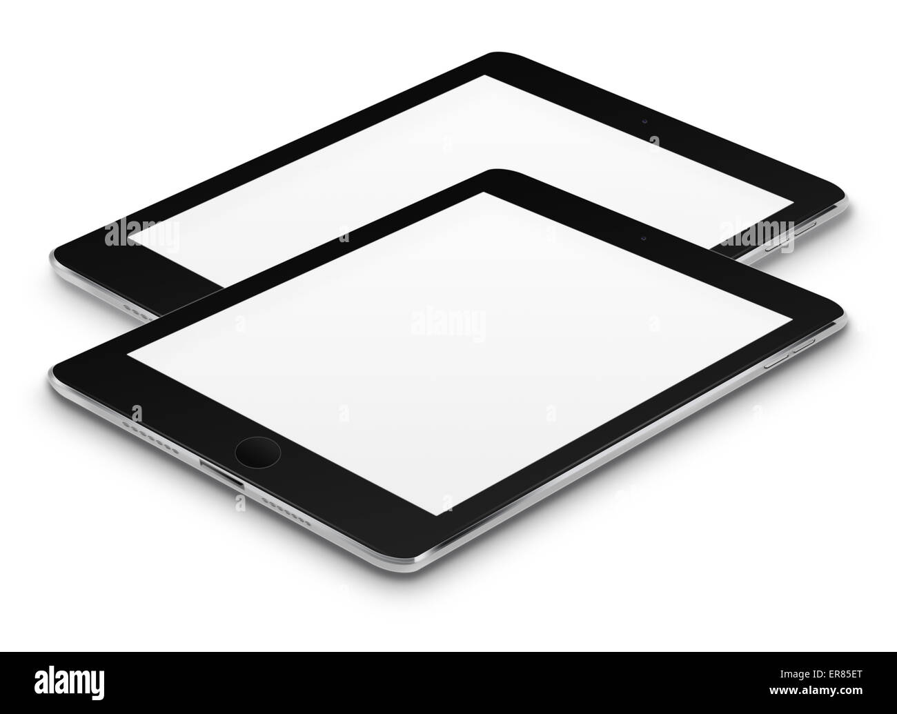 Realistic tablet computers with blank screens isolated on white ...