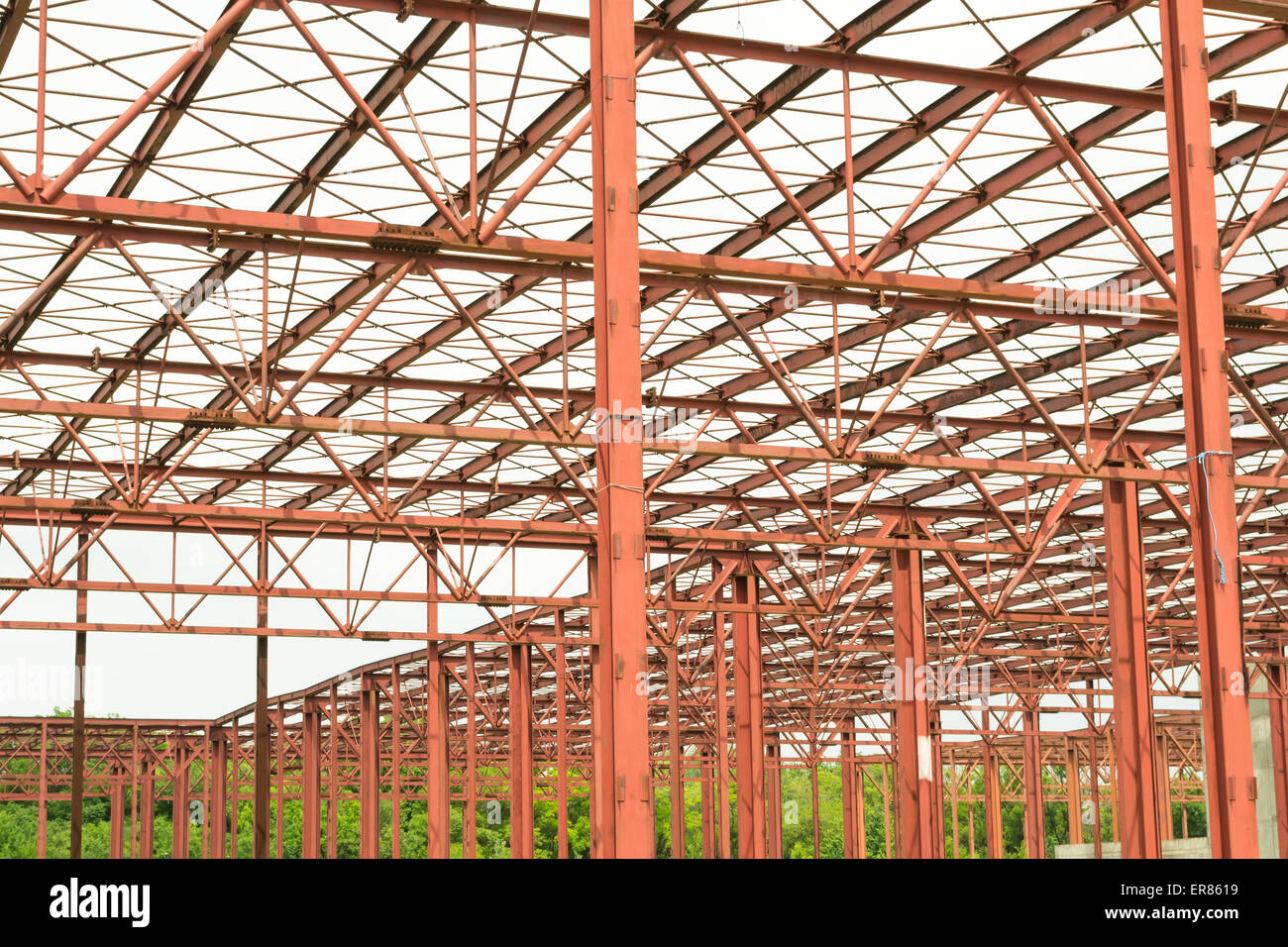 Metallic building structure with many intersecting beams painted with primer Stock Photo - Alamy