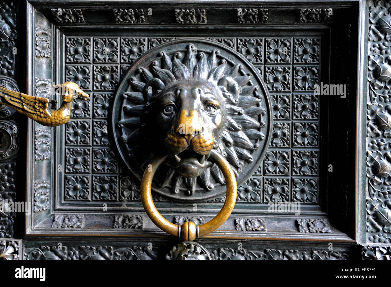 Cologne,Koln,Kolner Dom,Cologne cathedral,West front,door knocker lion ...