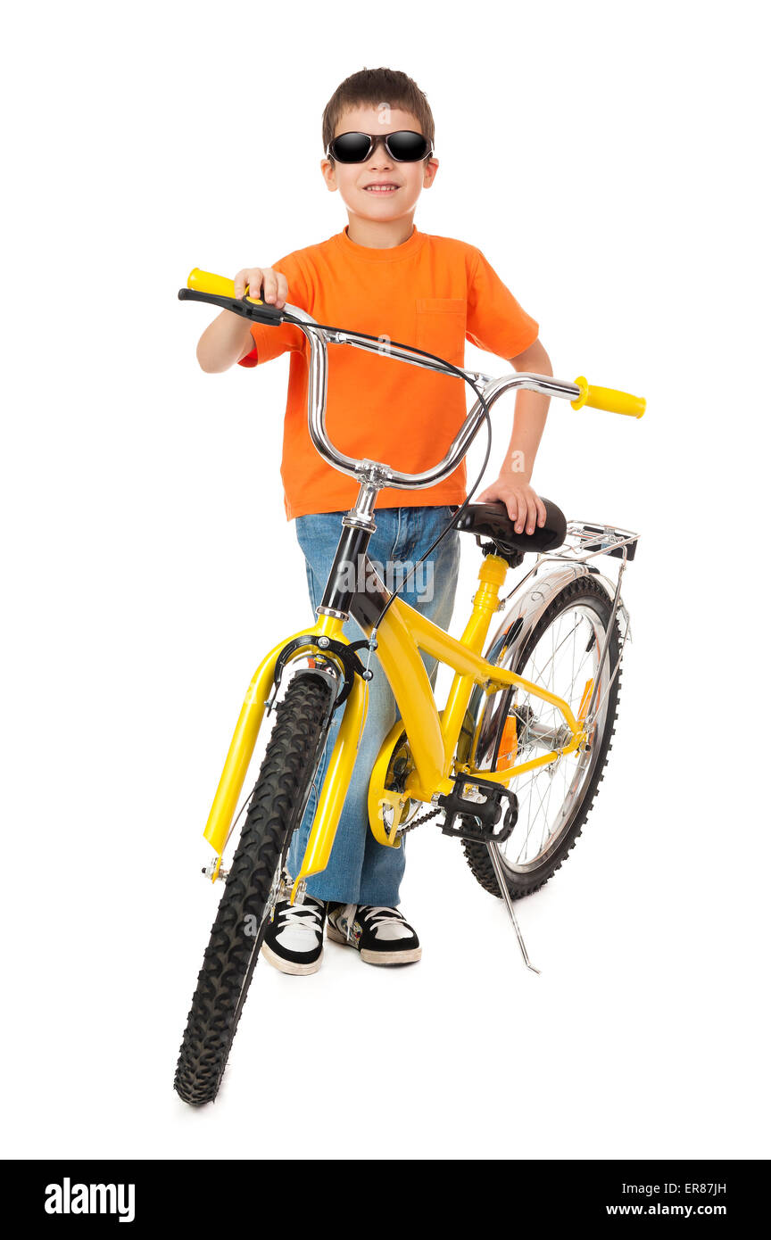 boy on bicycle isolated on white Stock Photo - Alamy