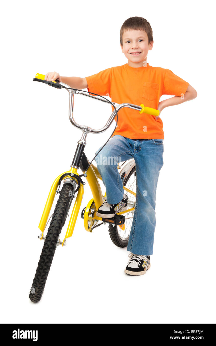 boy on bicycle isolated on white Stock Photo - Alamy