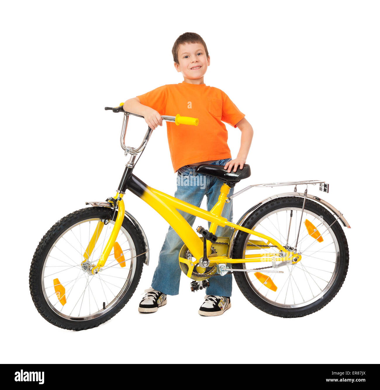 boy on bicycle isolated on white Stock Photo - Alamy