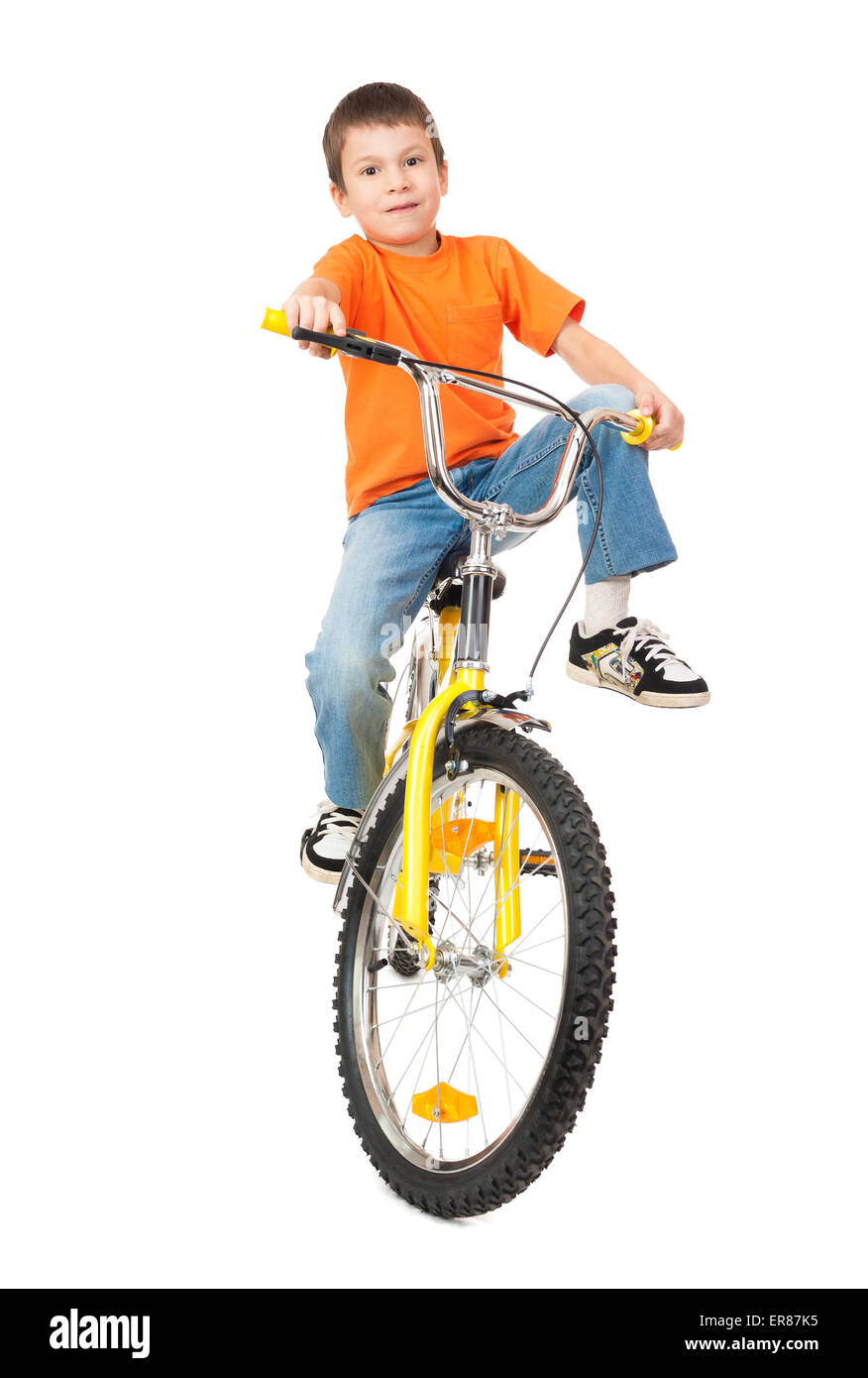 boy on bicycle isolated Stock Photo - Alamy