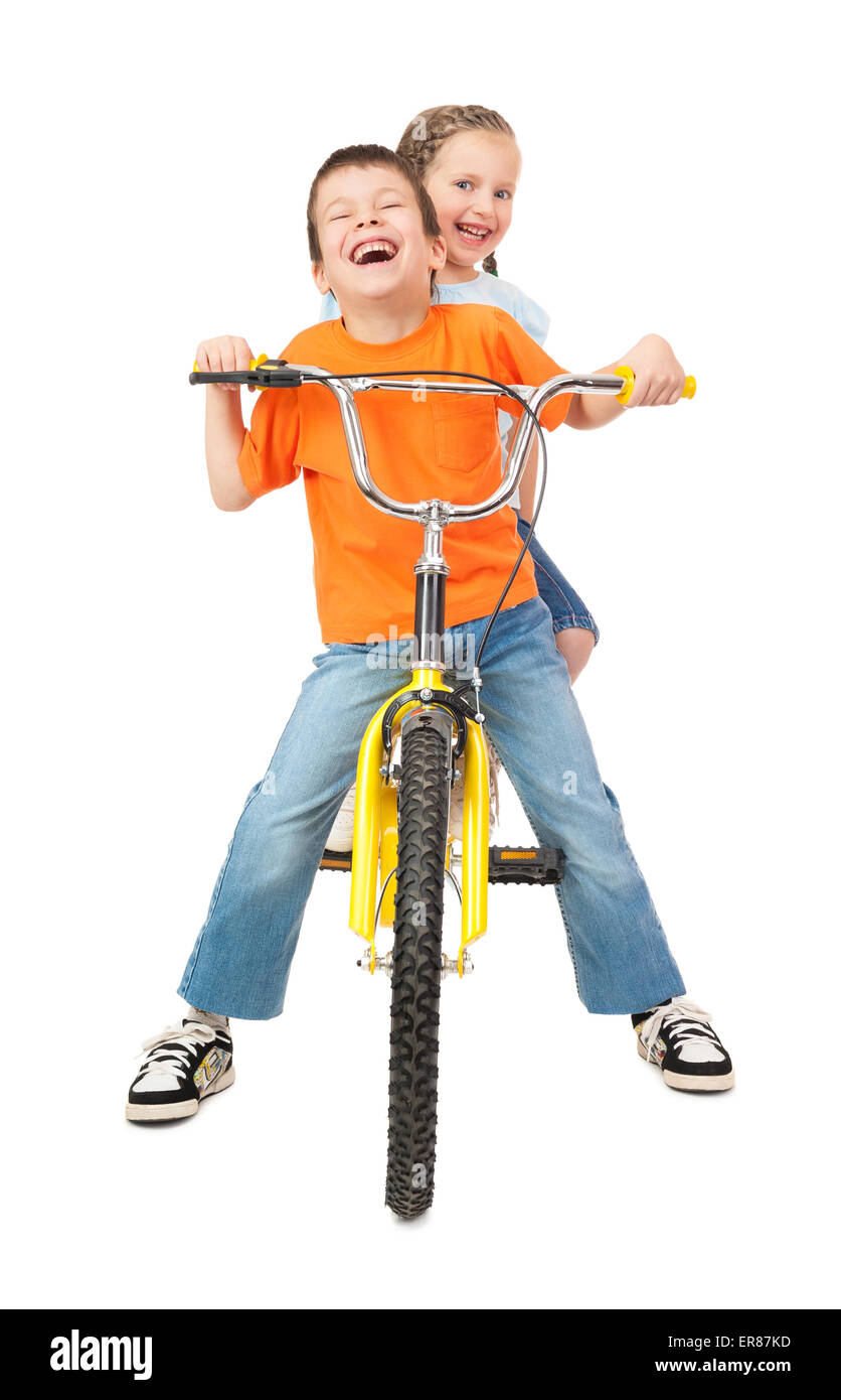 boy and girl on bicycle Stock Photo - Alamy