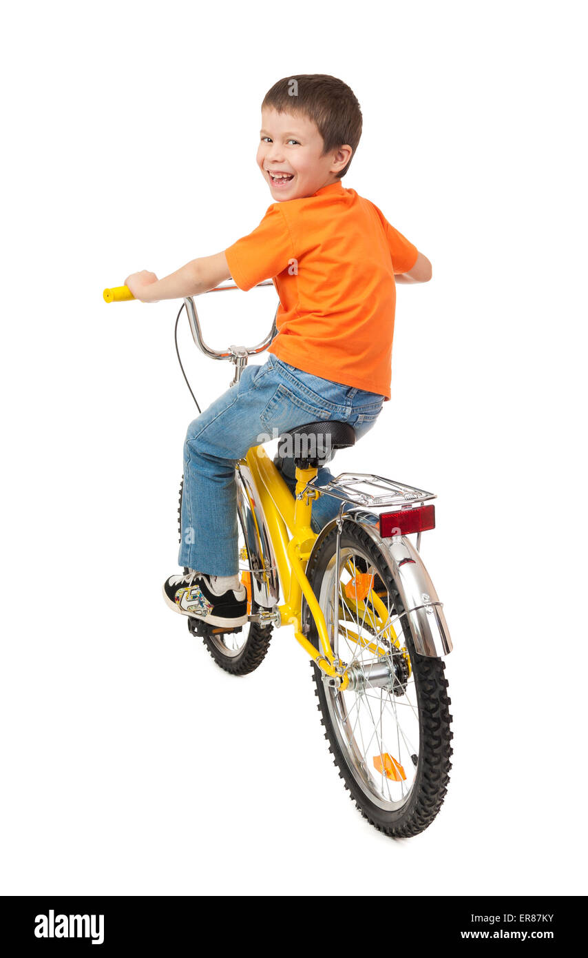 boy on bicycle isolated on white Stock Photo - Alamy