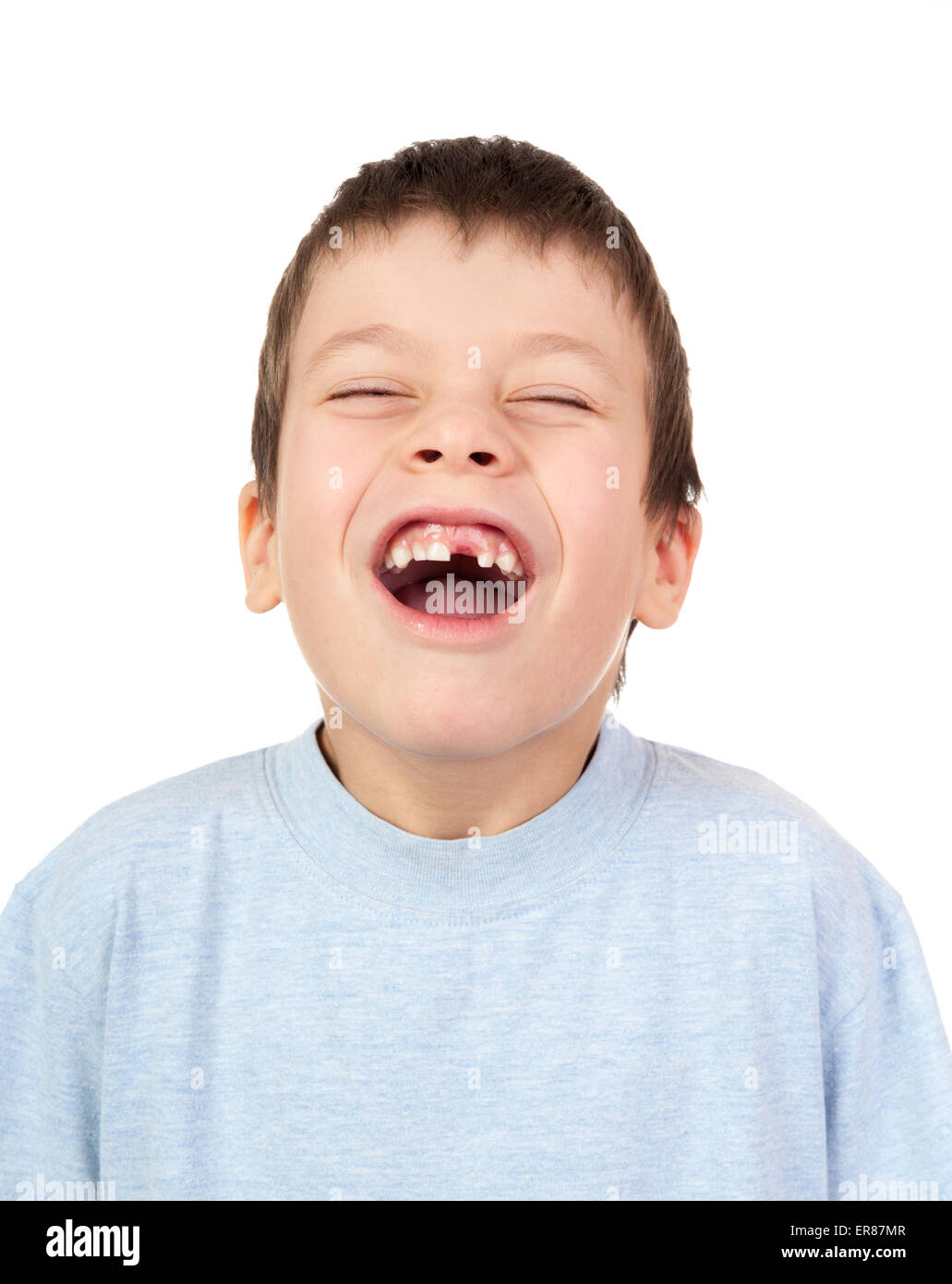 grimacing boy portrait on white background Stock Photo - Alamy