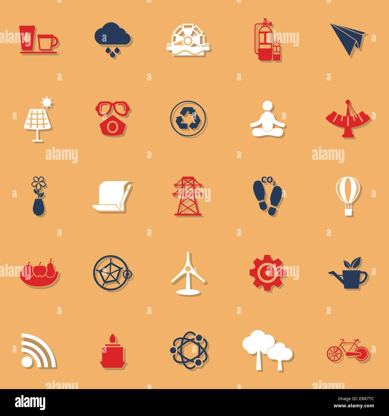 Clean concept classic color icons with shadow, stock vector Stock ...