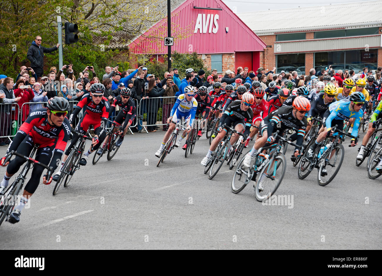 Professional cyclists riders competing in the Tour de Yorkshire 2015 ...