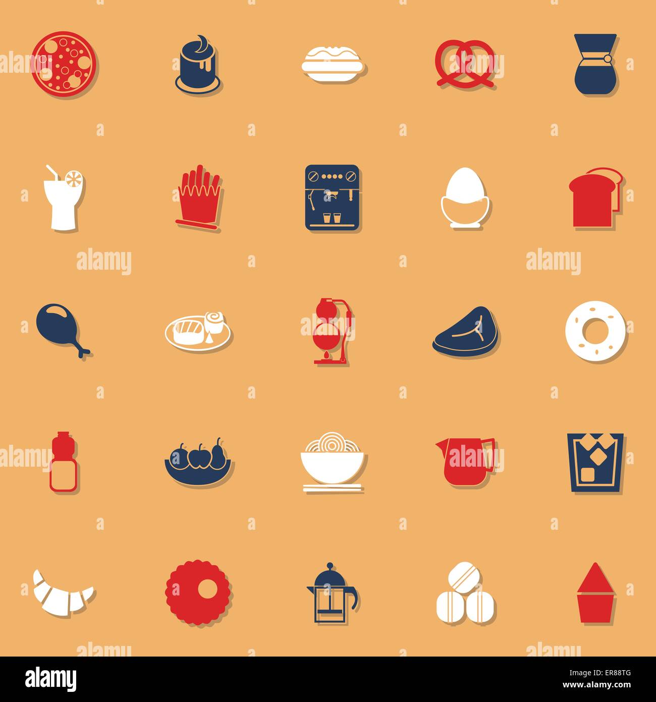 Easy meal classic color icons with shadow, stock vector Stock Vector ...