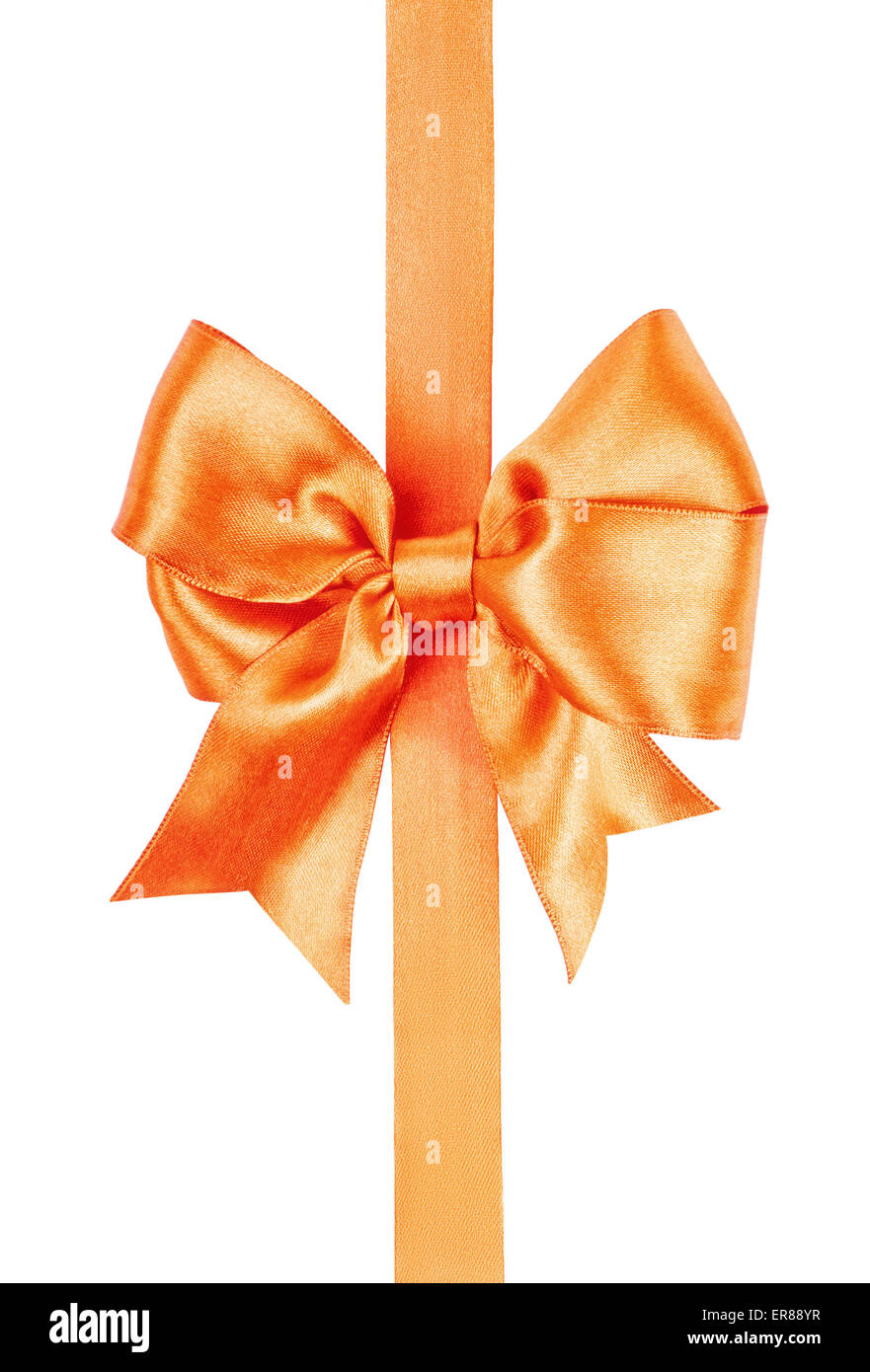 orange bow made from silk ribbon isolated Stock Photo - Alamy