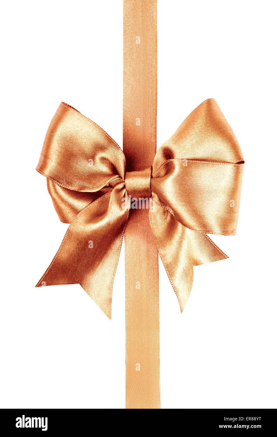 light brown bow made from silk ribbon isolated Stock Photo - Alamy