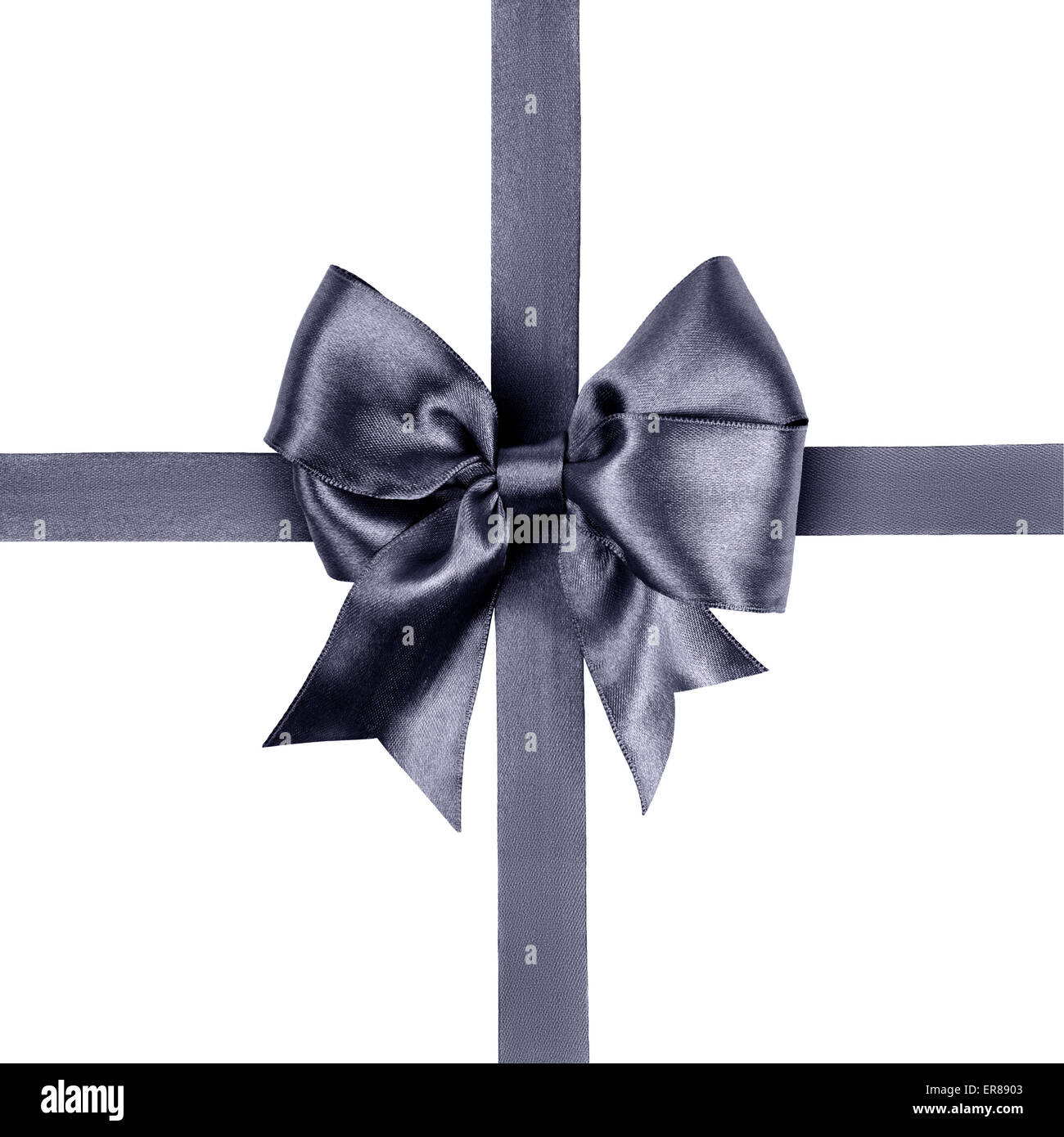 gray bow made from silk ribbon isolated Stock Photo - Alamy