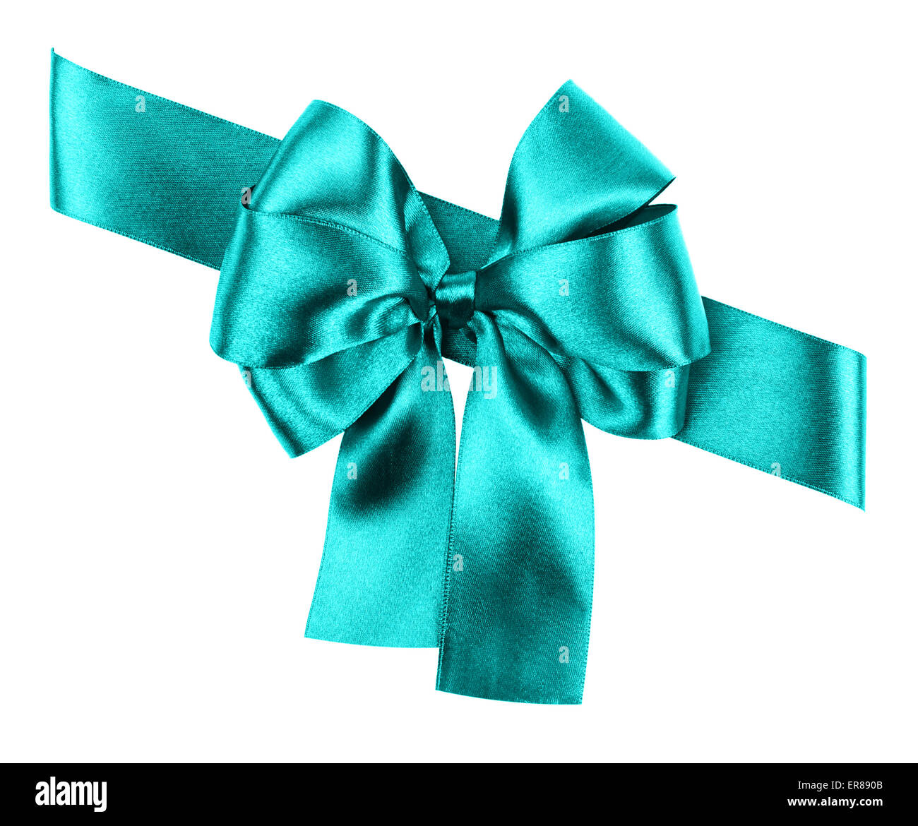 cyan bow made from silk ribbon Stock Photo - Alamy
