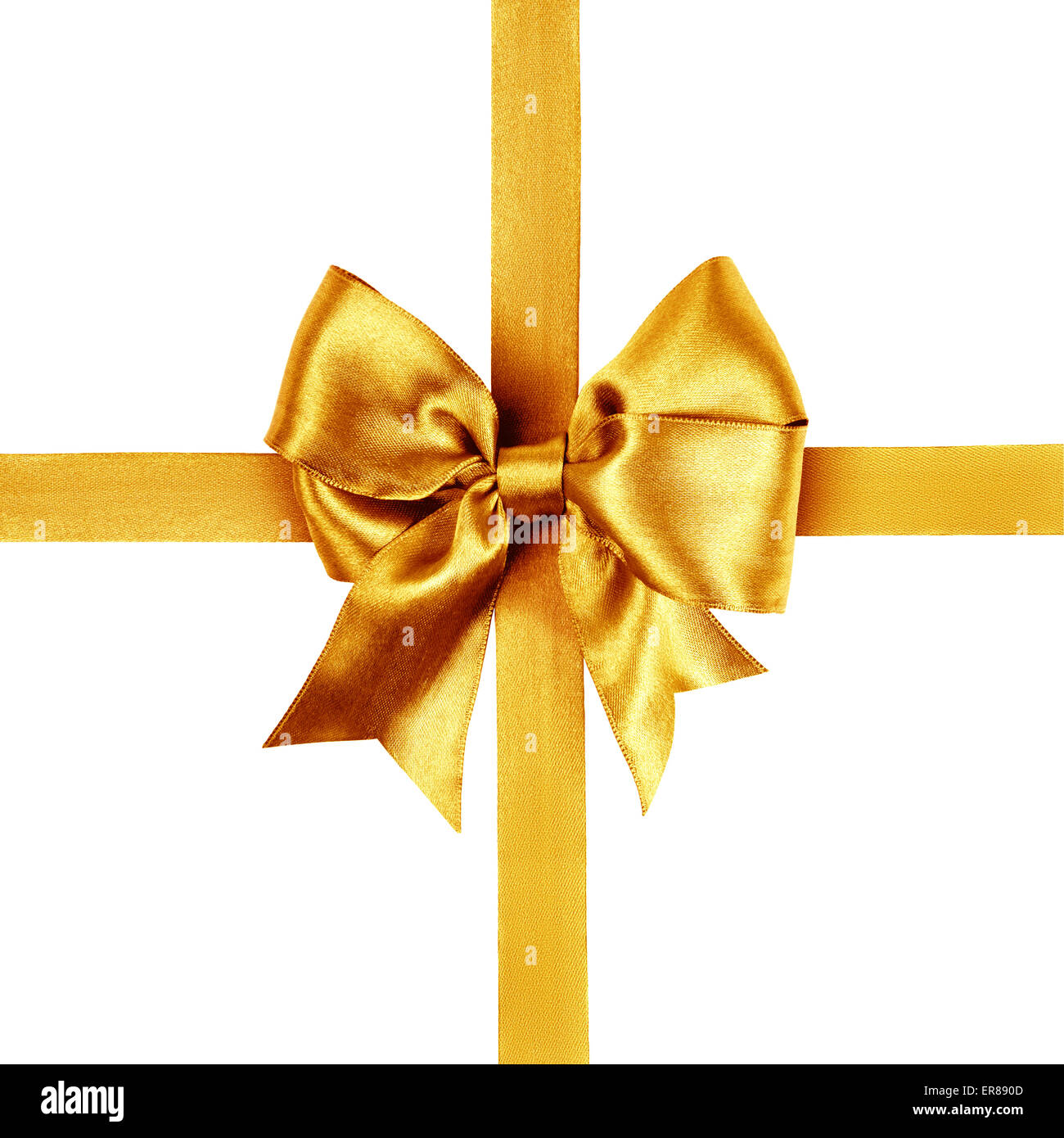 golden bow photo made from silk isolated Stock Photo - Alamy