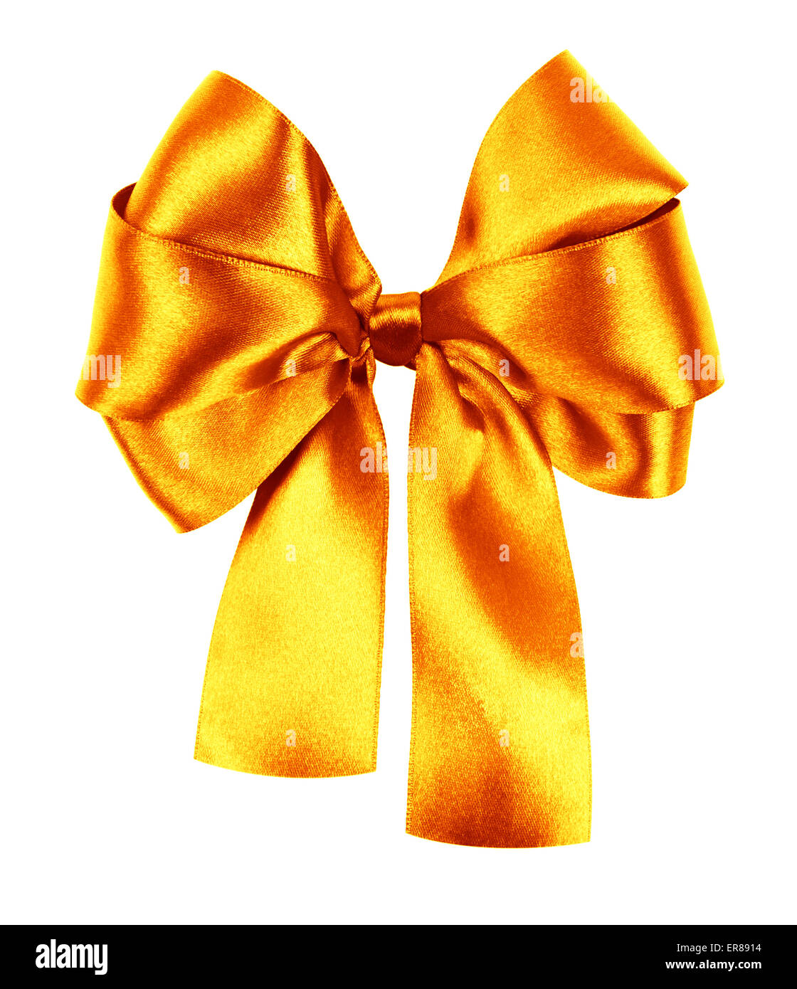 golden bow made from silk ribbon Stock Photo - Alamy