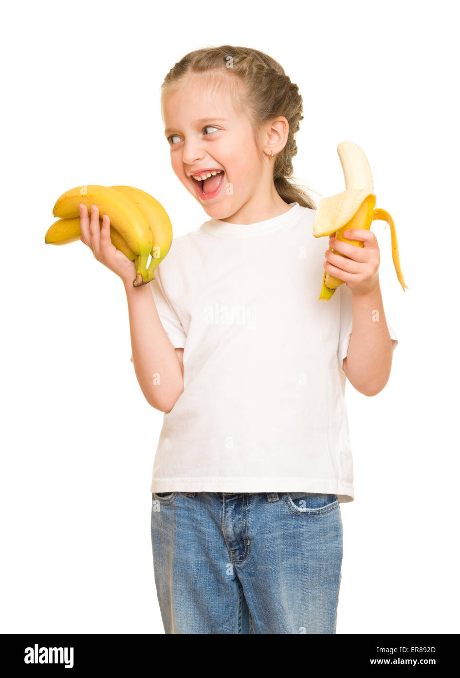little girl with banana Stock Photo - Alamy
