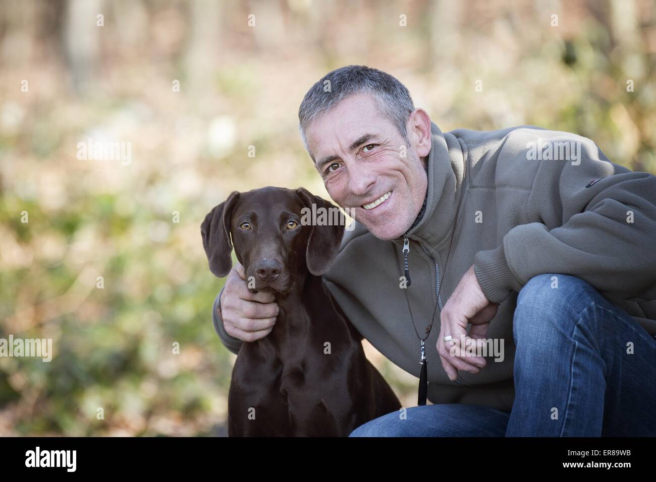 man and German shorthaired Pointer Stock Photo - Alamy