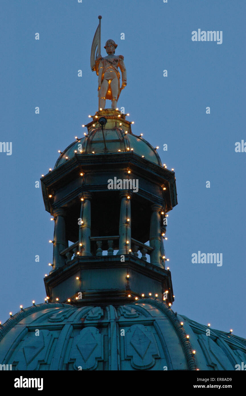 golden european statue on the dome Stock Photo - Alamy