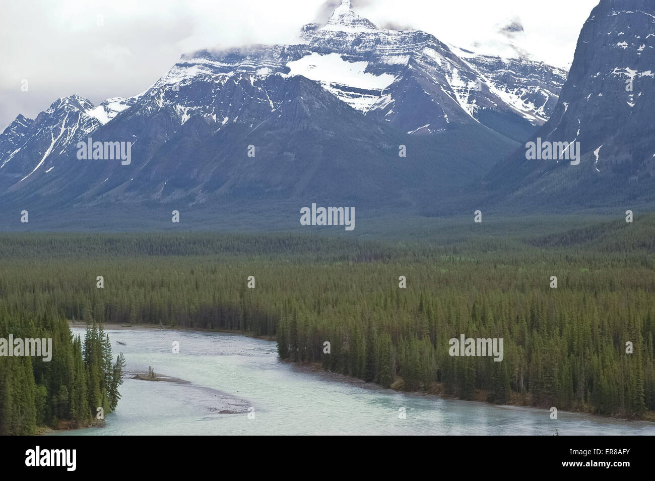snow mountain and river Stock Photo - Alamy