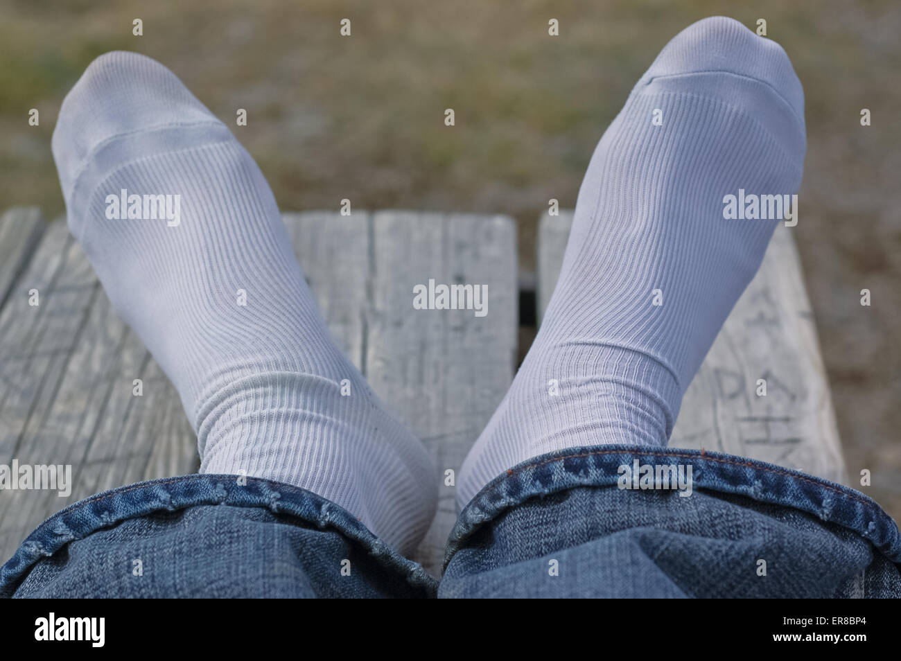 foot rest on a bench Stock Photo - Alamy