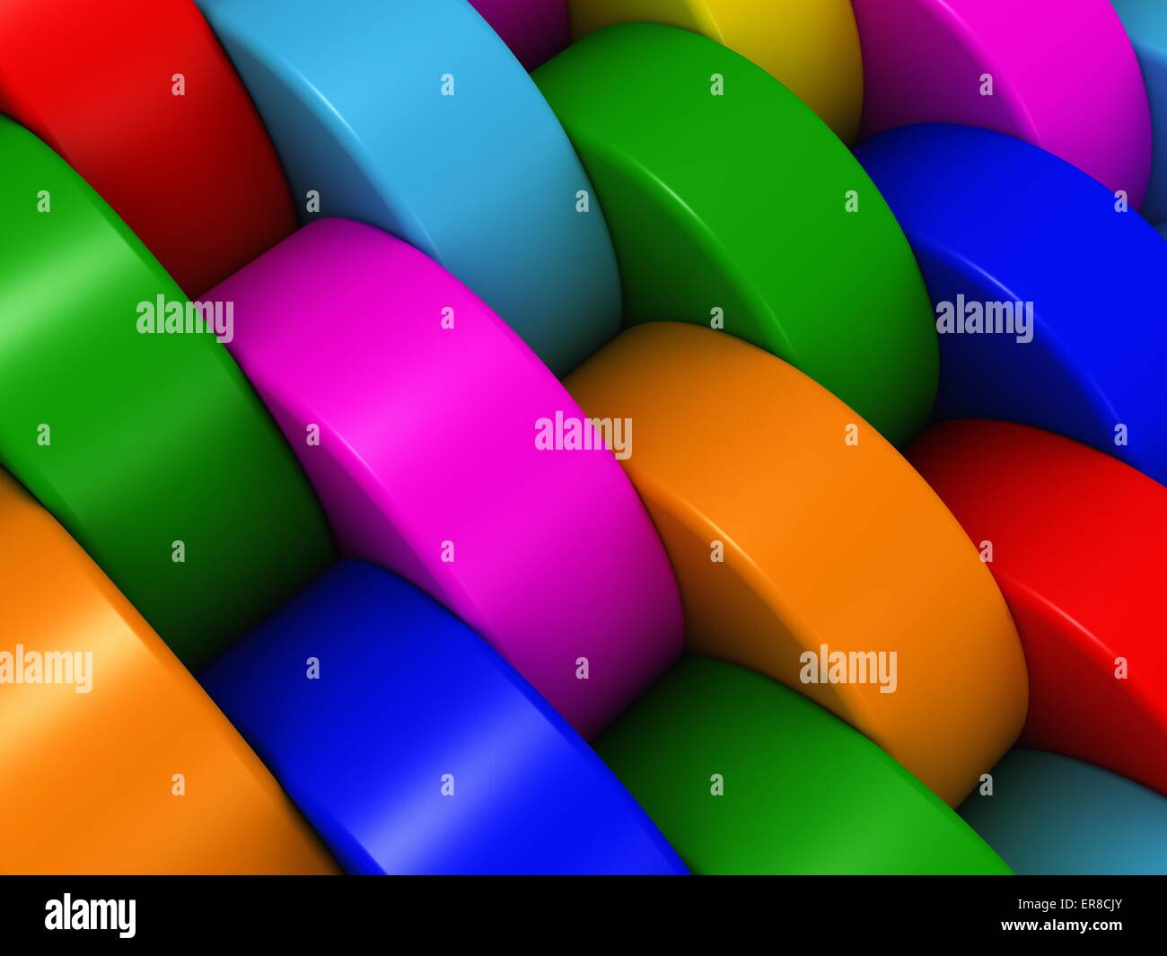 Multicolored cylinders. Abstract background, pattern made of the multi ...