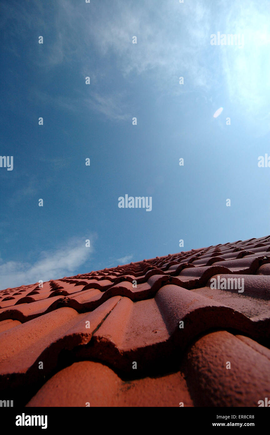 Top view on a roof with roofing tiles hi-res stock photography and ...