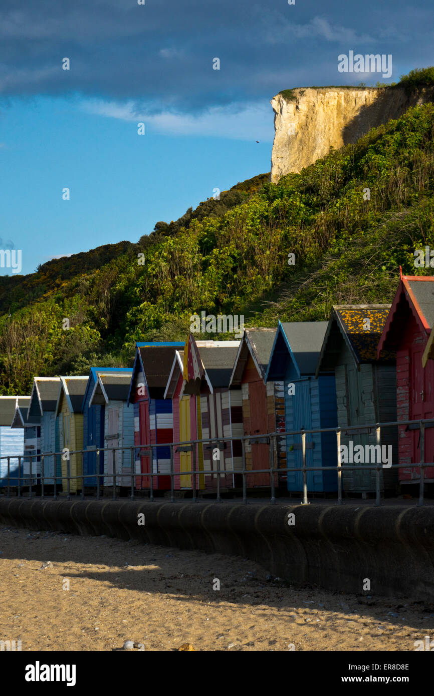 cliffs and beach huts Stock Photo - Alamy