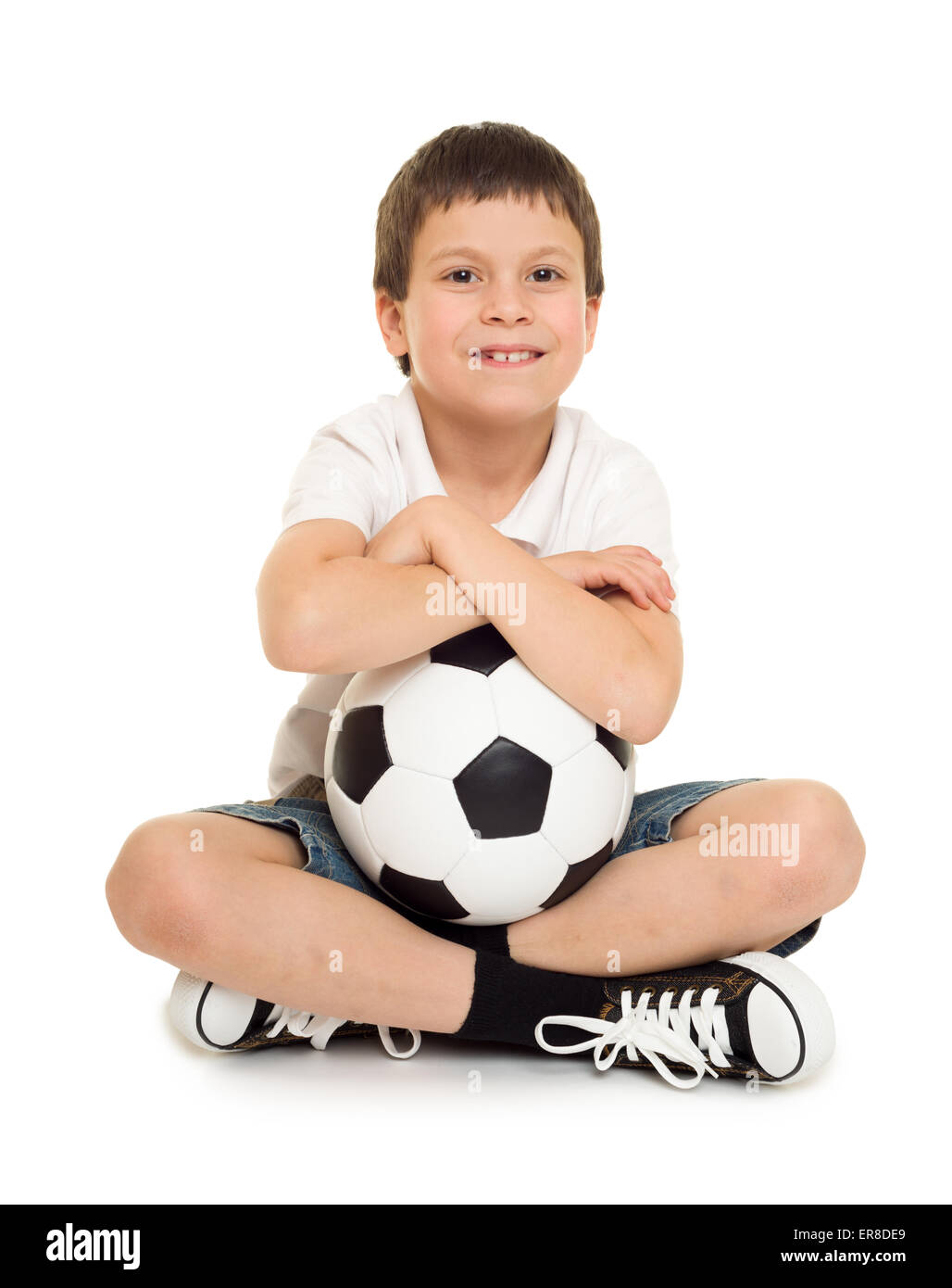 soccer boy studio isolated on white Stock Photo - Alamy