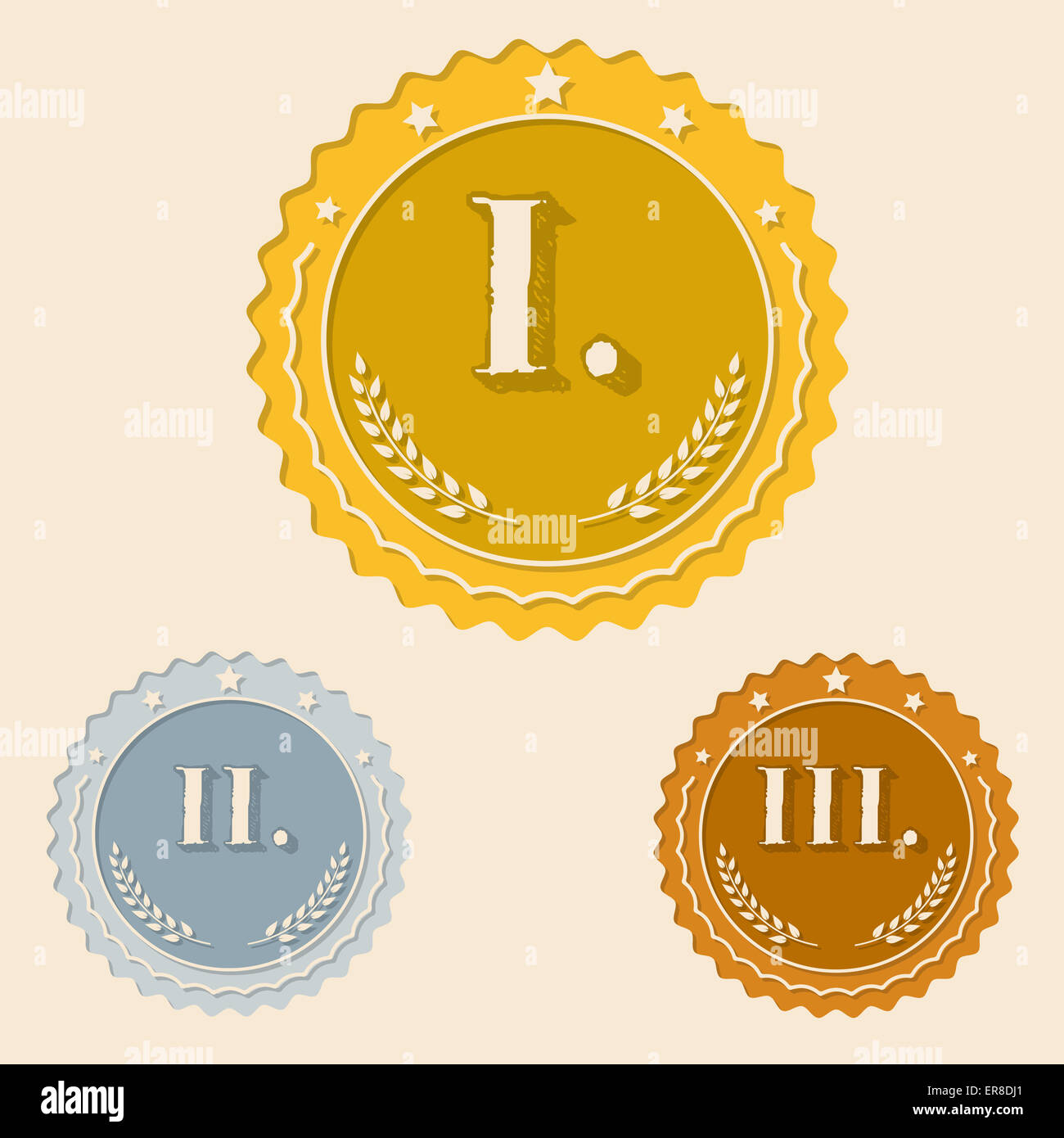 Various awards icons for winners with roman numbers flat design Stock ...