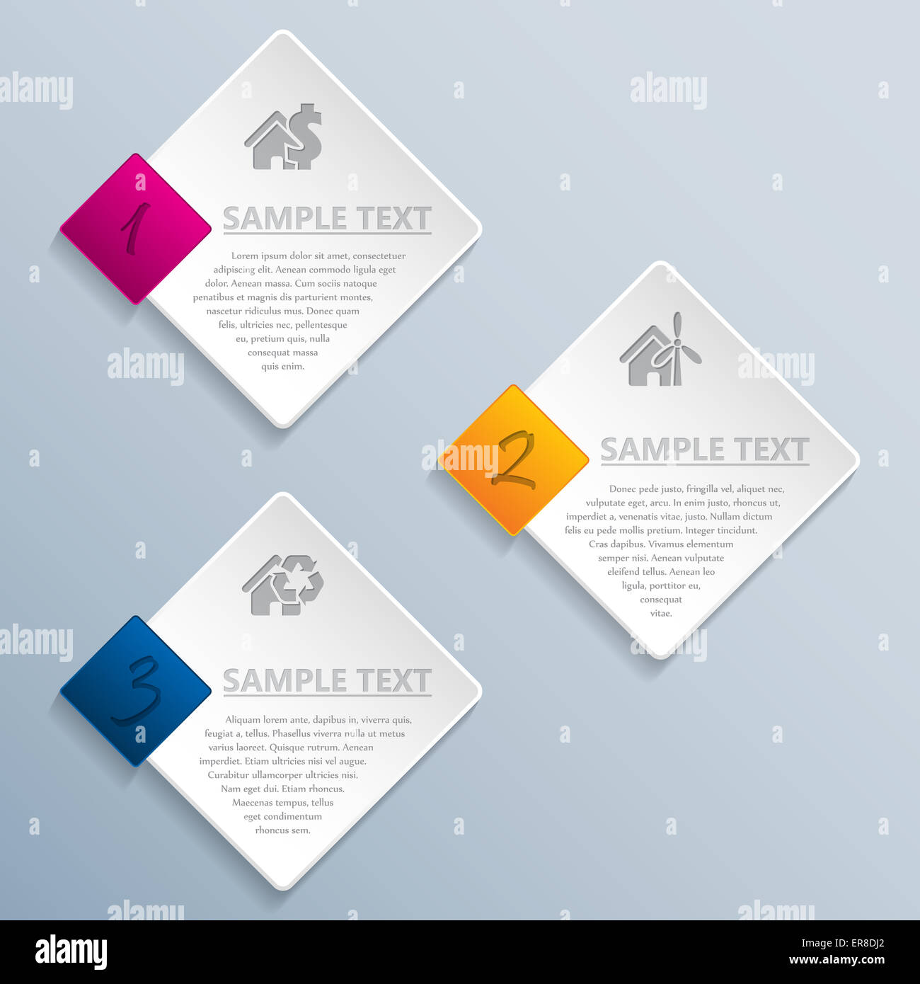 Abstract rhomb infographic design with icons and description Stock ...