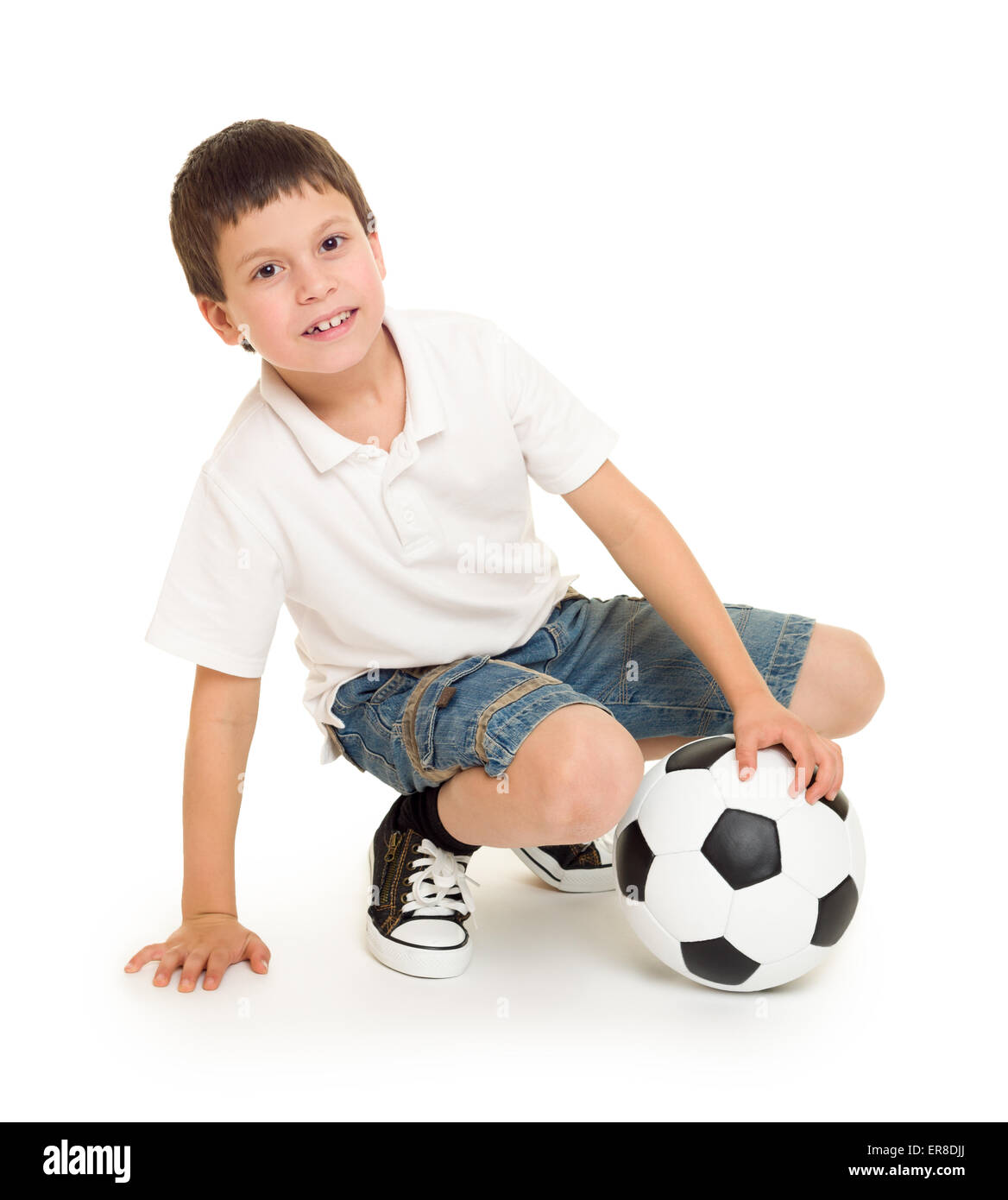 soccer boy studio isolated on white Stock Photo - Alamy