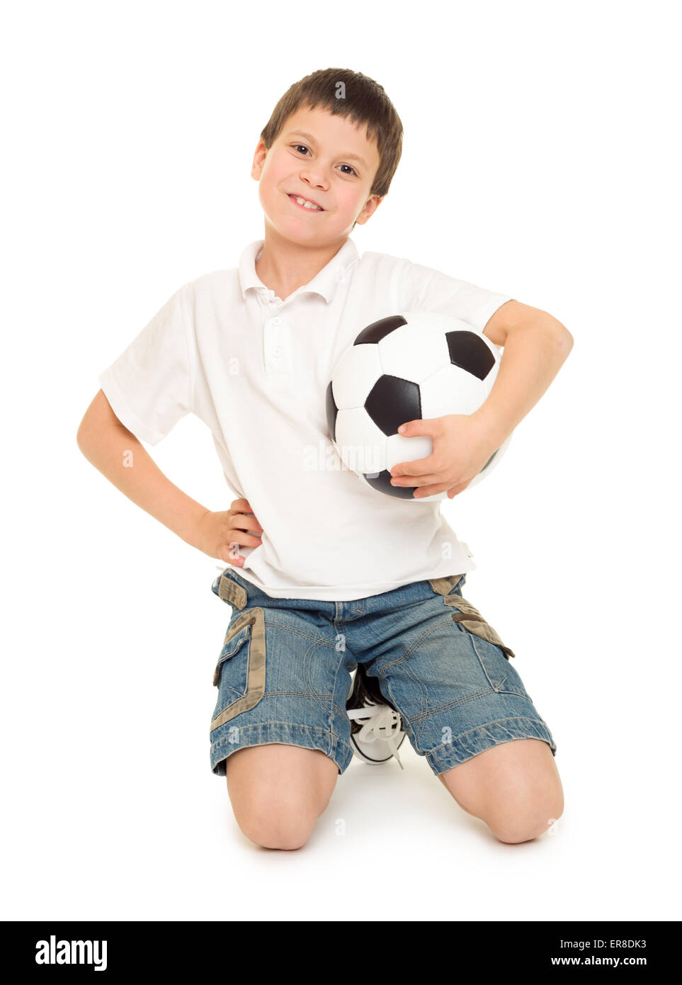 soccer boy studio isolated on white Stock Photo - Alamy
