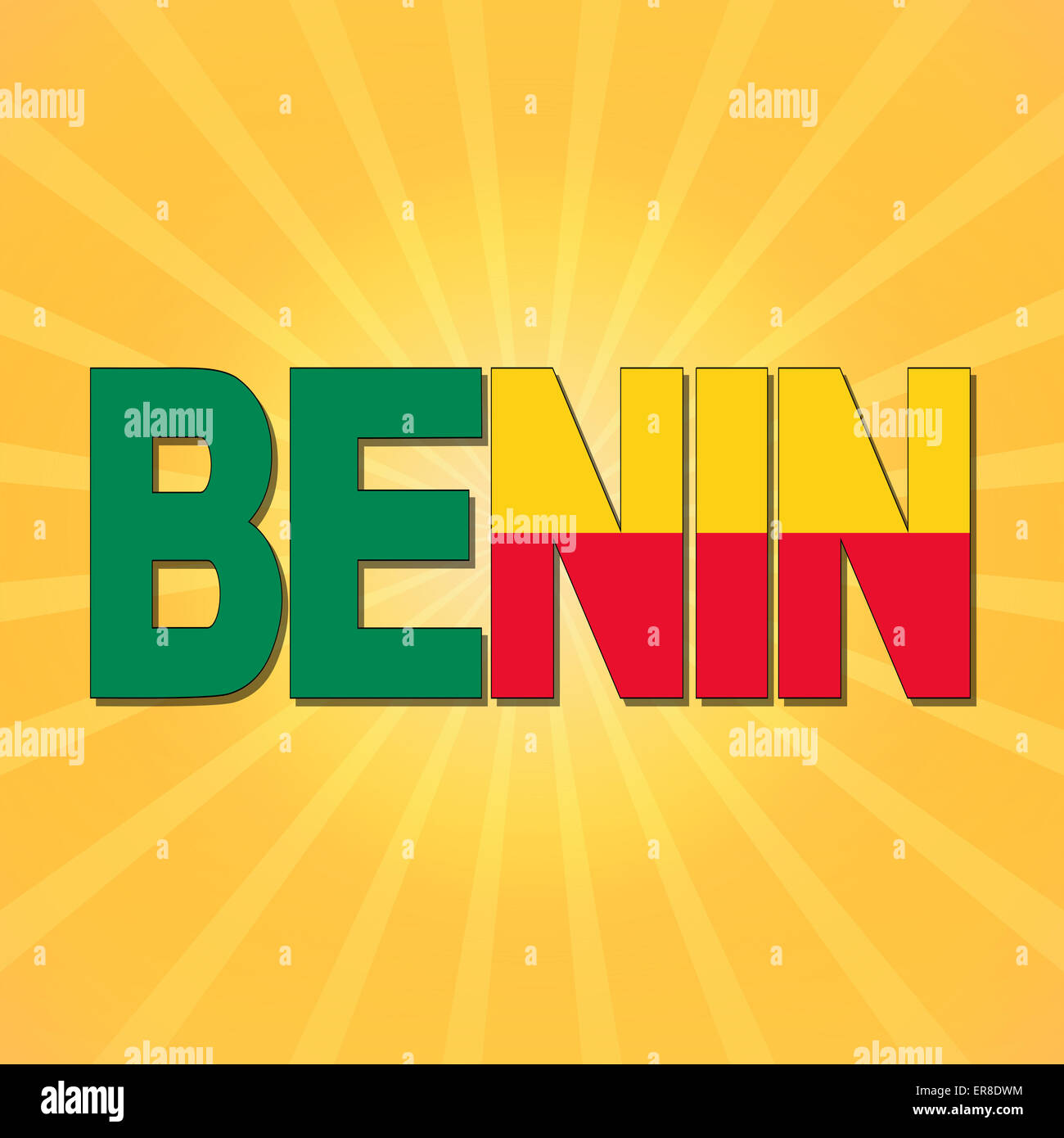 Benin flag text with sunburst illustration Stock Photo - Alamy