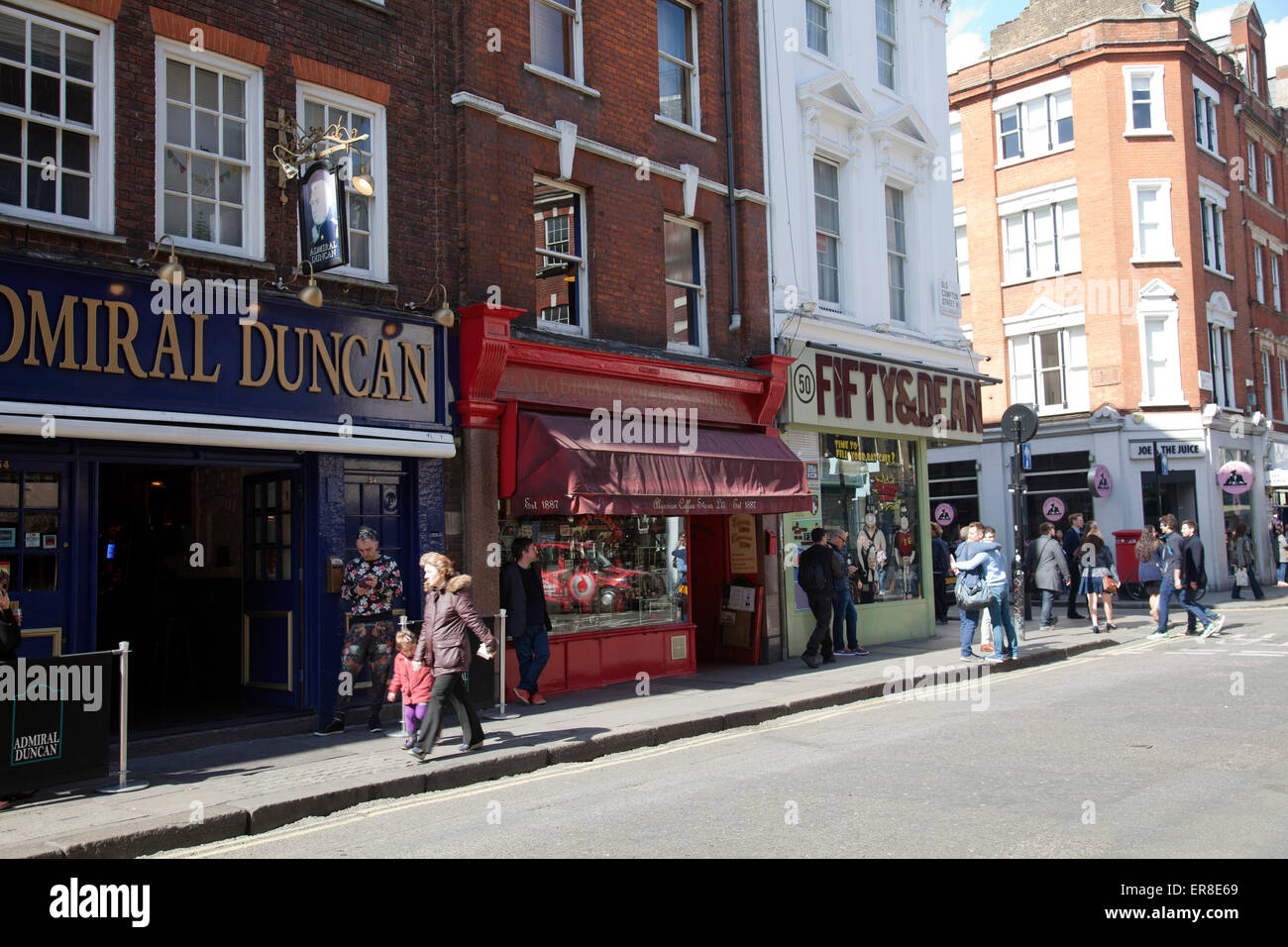 Pedestrians and Shops on Old Compton Street - Soho - London UK Stock ...